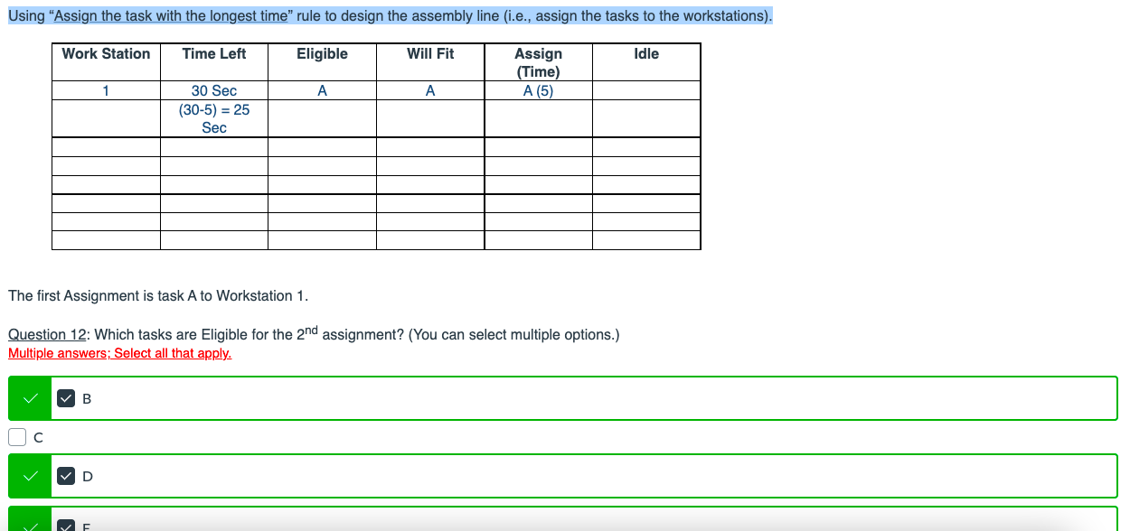 Using "Assign the task with the longest time" rule to | Chegg.com