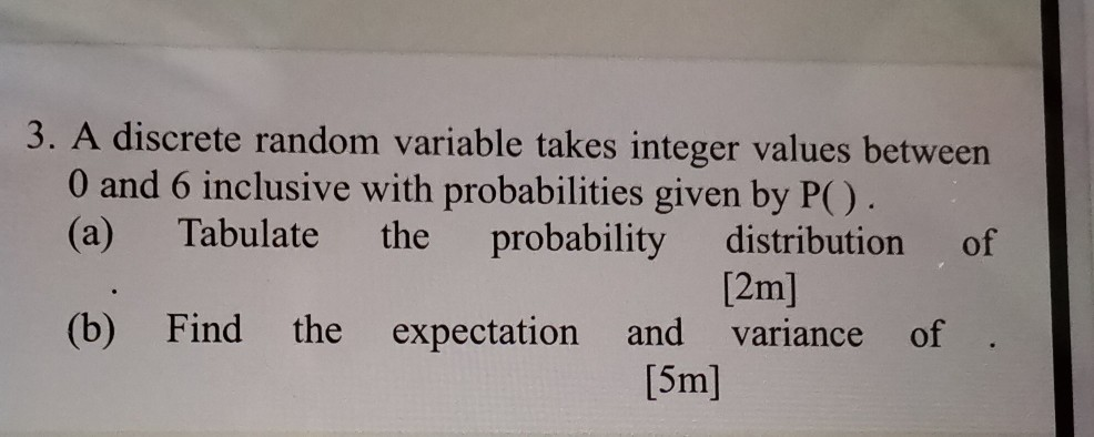Solved 3. A discrete random variable takes integer values | Chegg.com