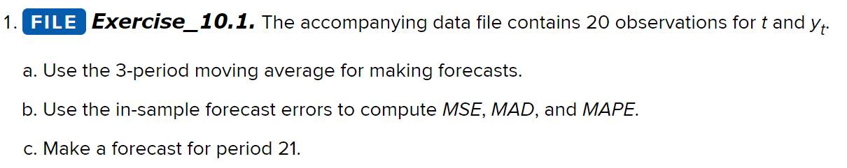 Solved FILE Exercise_10.1. ﻿The accompanying data file | Chegg.com