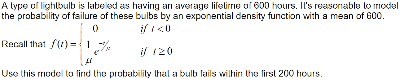Solved A type of lightbulb is labeled as having an average | Chegg.com