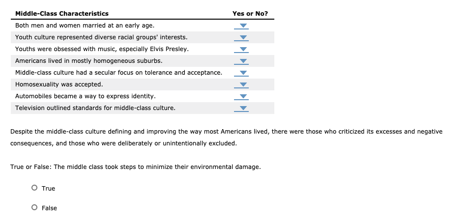 Yes or No? Middle-Class Characteristics Both men and | Chegg.com