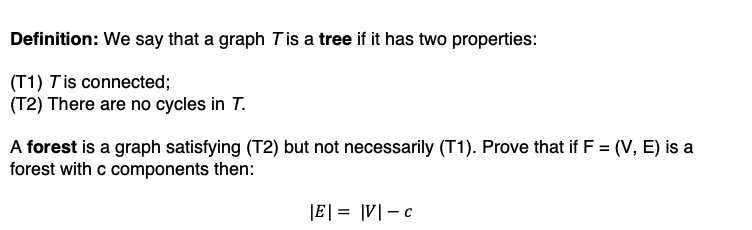 Solved Definition: We say that a graph Tis a tree if it has | Chegg.com