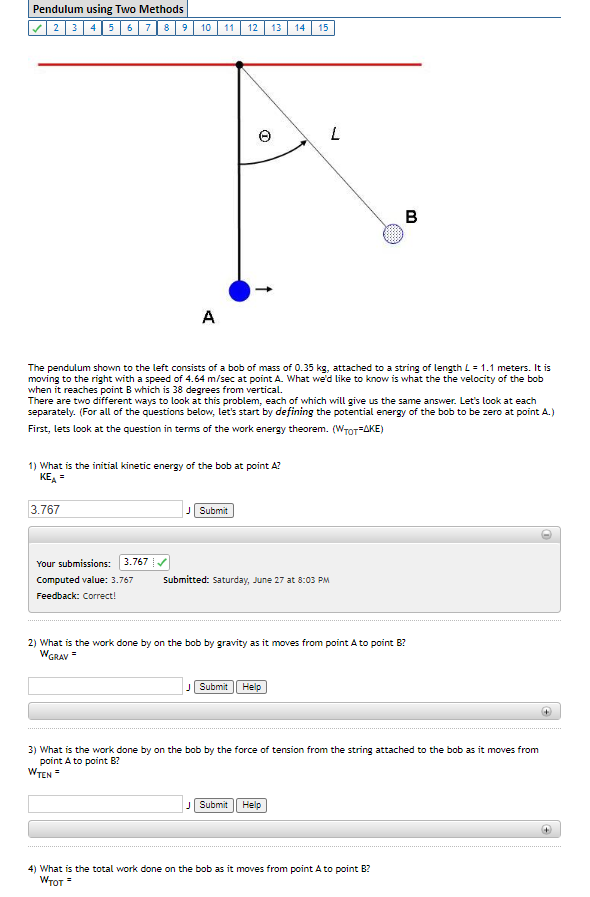 Solved 12) What is the mechanical energy of the bob at point | Chegg.com