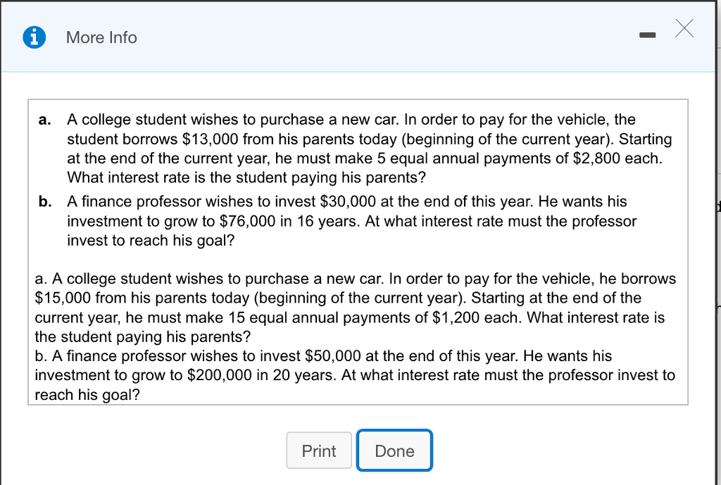 Solved More Info A college student wishes to purchase a new | Chegg.com