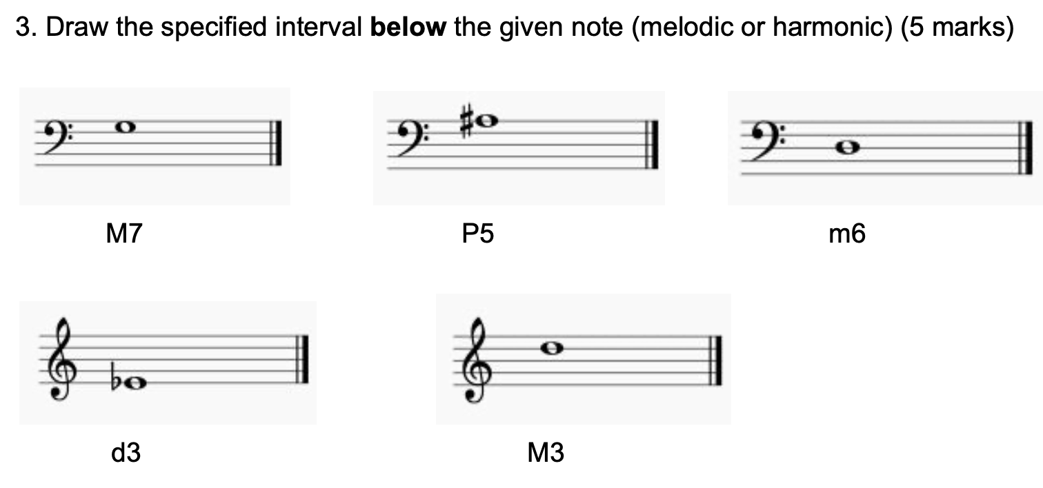 3. Draw the specified interval below the given note | Chegg.com