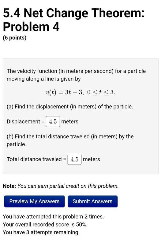Solved 5.4 Net Change Theorem: Problem 5 (6 points) The | Chegg.com
