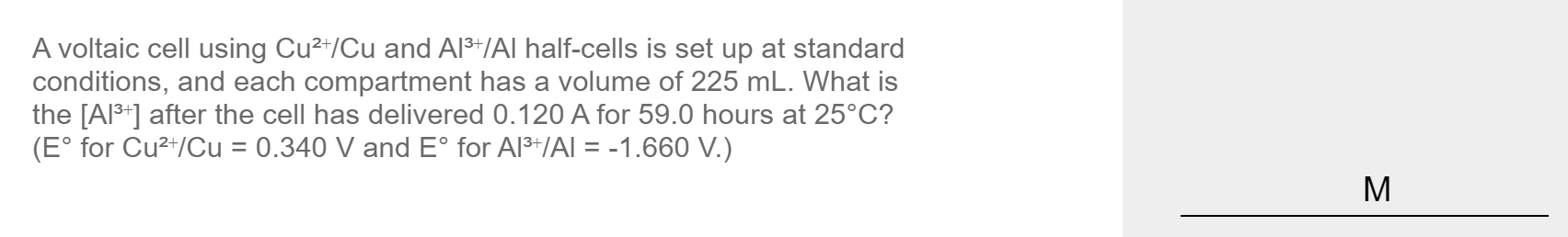 Solved A voltaic cell using Cu²⁺/Cu and Al³⁺/Al half-cells | Chegg.com