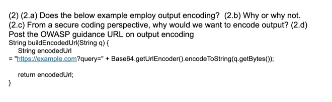Solved (2) (2.a) Does the below example employ output | Chegg.com