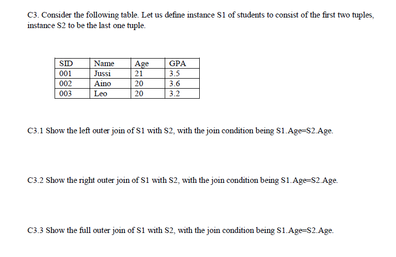 Solved C3. Consider the following table. Let us define | Chegg.com