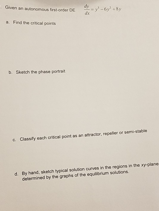 Solved Given an autonomous first-order DE a. Find the | Chegg.com