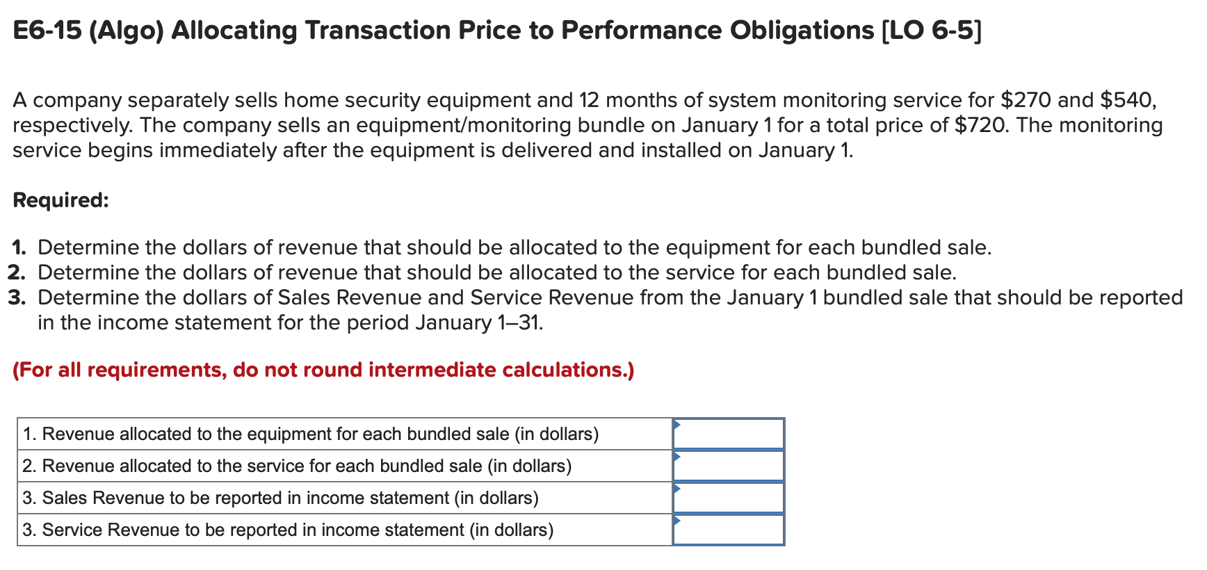 Solved 9. E6-15 (Algo) Allocating Transaction Price to | Chegg.com