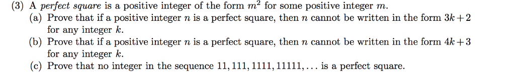 Solved (3) A perfect square is a positive integer of the | Chegg.com