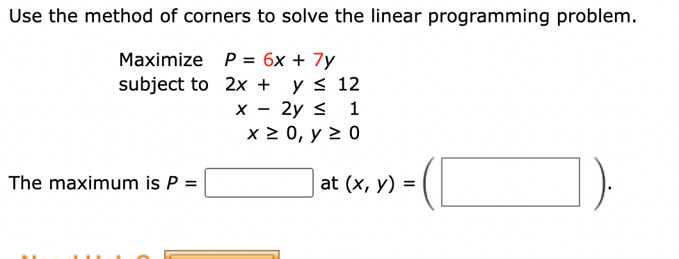 Solved Use the method of corners to solve the linear | Chegg.com