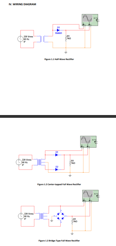 Solved IV. WIRING DIAGRAM 1N4001 220 Vrms 60 Hz SR1 3150 | Chegg.com