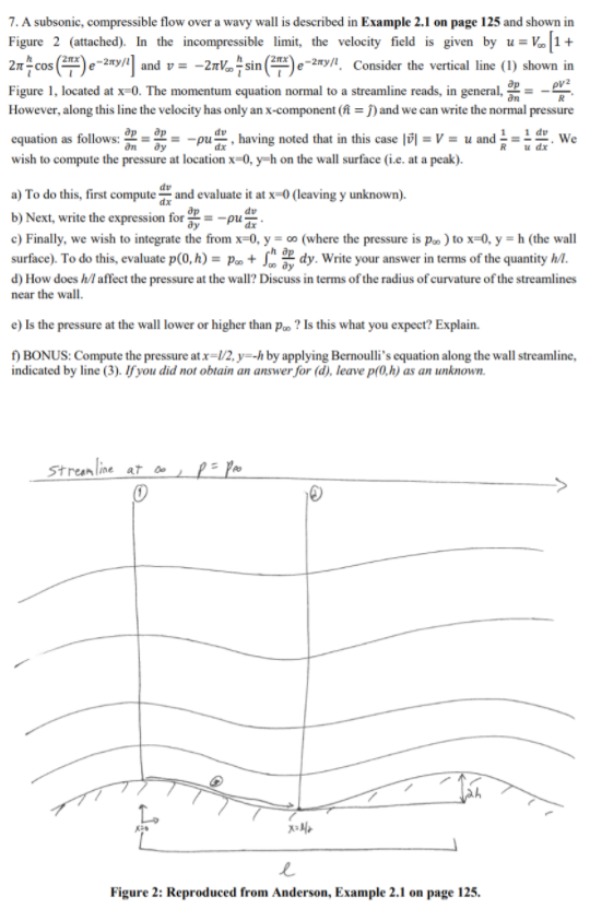 1 We 7. A subsonic, compressible flow over a wavy | Chegg.com