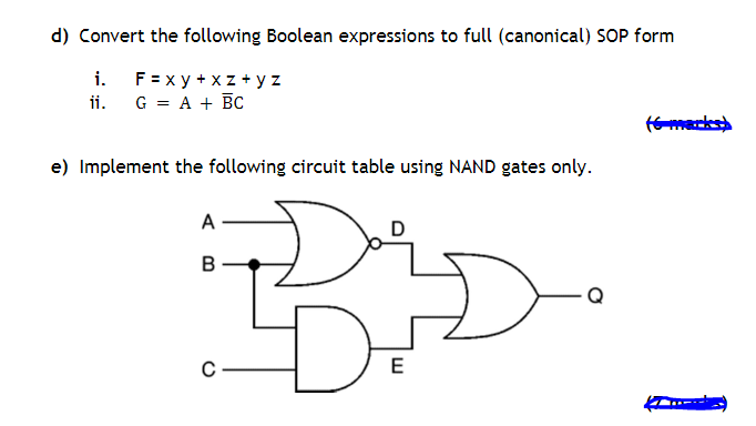 Solved d) Convert the following Boolean expressions to full | Chegg.com
