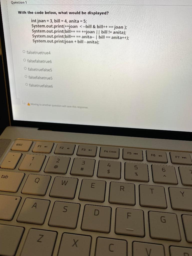 Solved Question 1 With the code below, what would be | Chegg.com