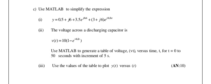 Solved C Use Matlab To Simplify The Expression 1 Y05 