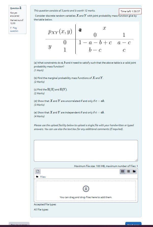 Solved Consider discrete random variables x ﻿and Y ﻿with | Chegg.com
