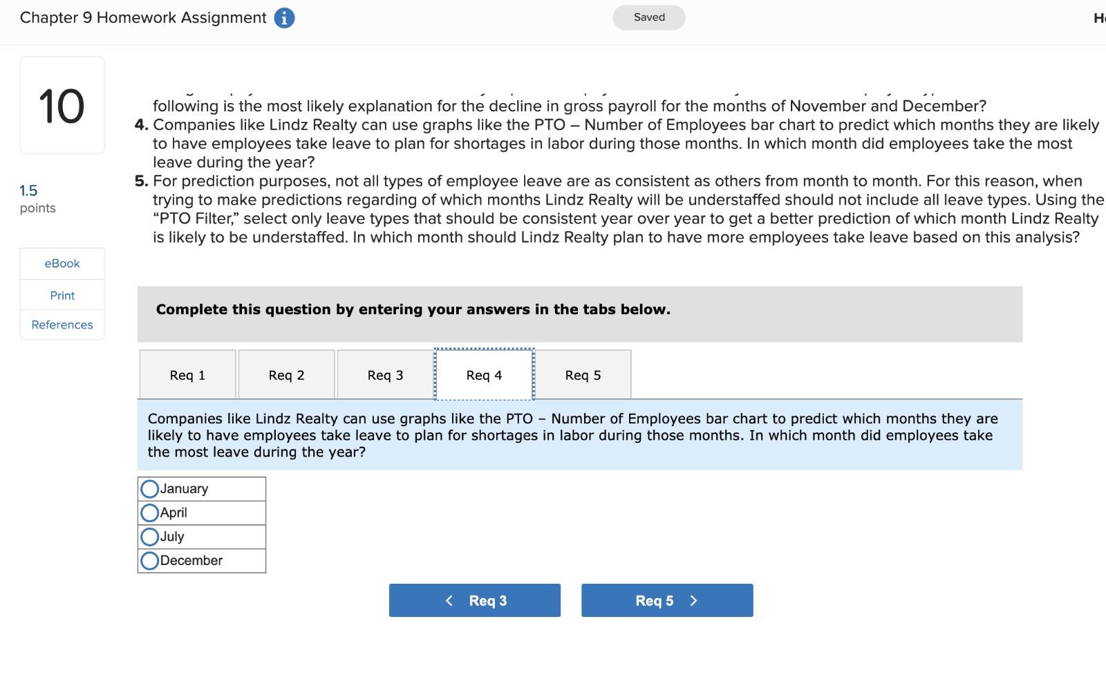 Chapter 9 Homework Assignment Saved Help Save 10 | Chegg.com