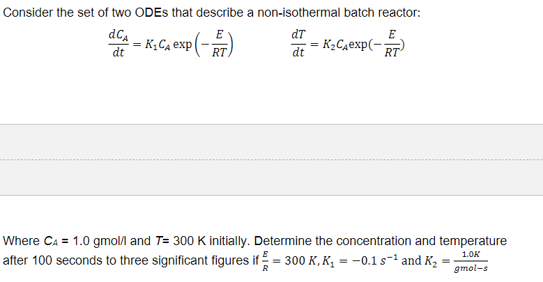 Solved Consider the set of two ODEs that describe a | Chegg.com