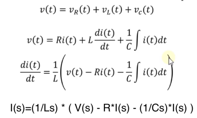 Solved C (1) vt) R v(t) = vr(t) + v_(t) + vc(t) di(t) dt | Chegg.com