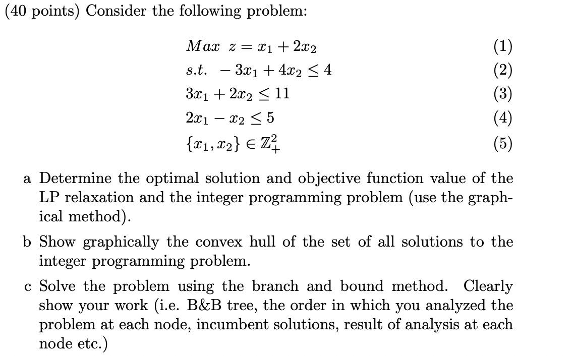 (40 points) Consider the following problem: | Chegg.com