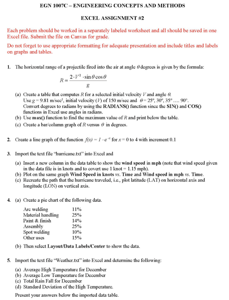 Solved EGN 1007C-ENGINEERING CONCEPTS AND METHODS EXCEL | Chegg.com