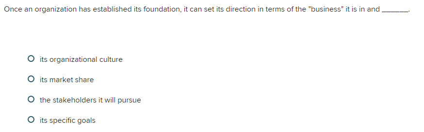Solved Once an organization has established its foundation, | Chegg.com