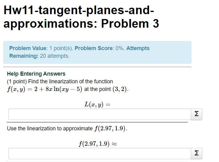 Solved Hw11-tangent-planes-and- approximations: Problem 3 | Chegg.com