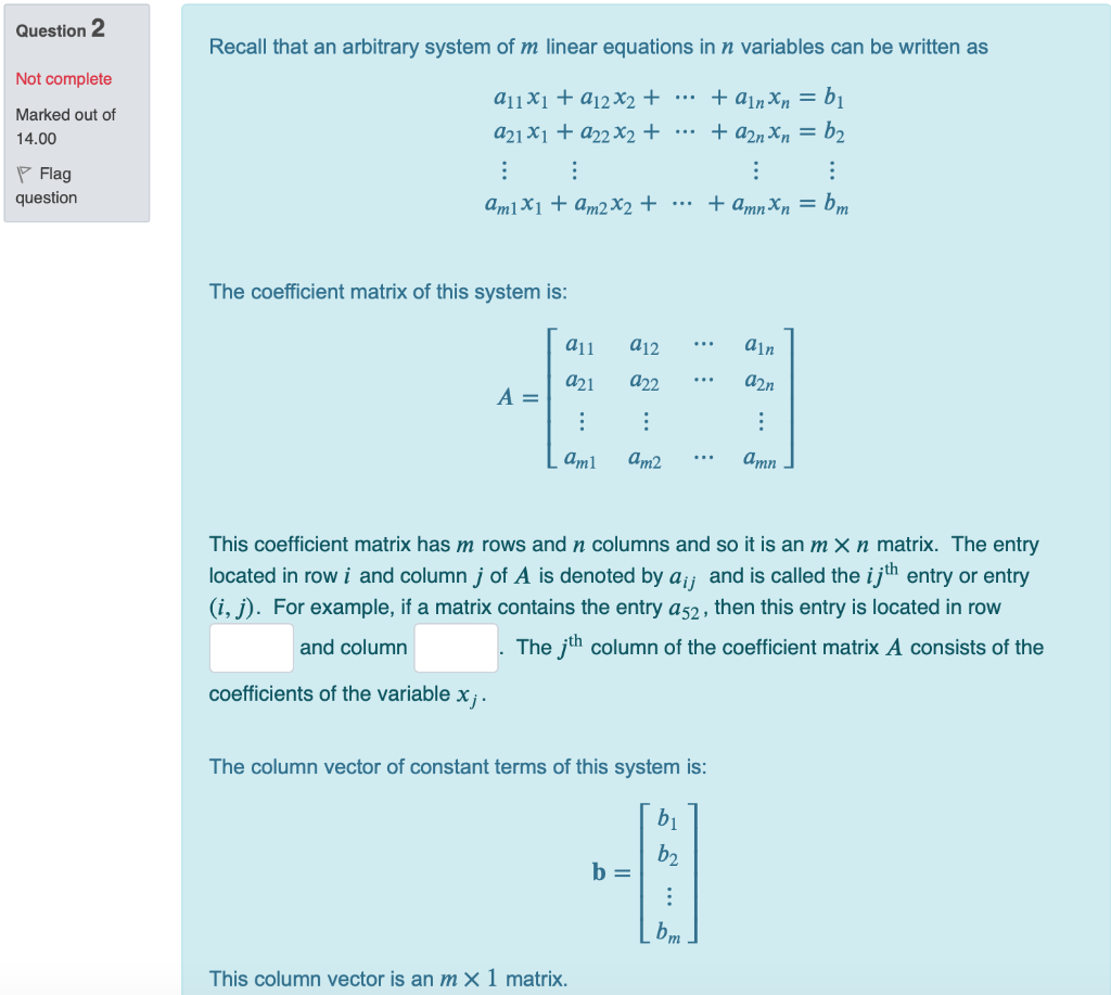 Solved Question 1 Matrices and Row Reduction Not complete | Chegg.com