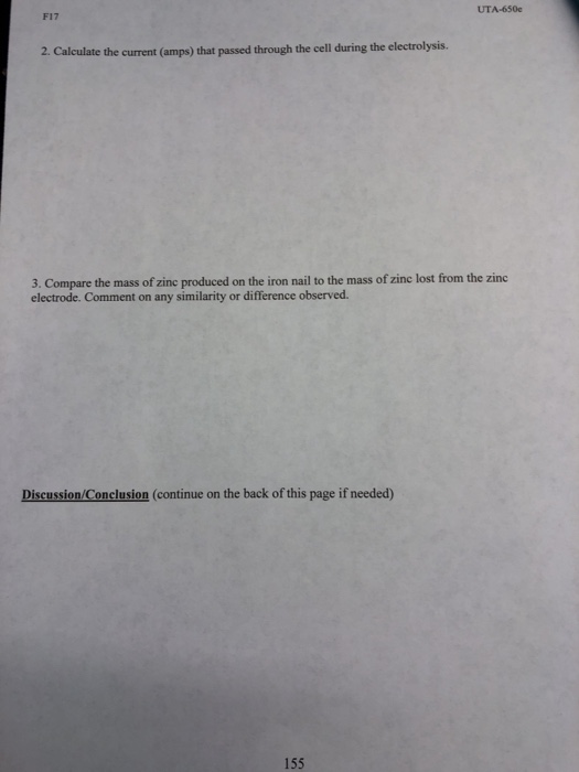 Solved LAB REPORT EXPERIMENT UTA-650 Name Section Date Part | Chegg.com