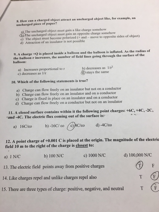 Solved 8. How can a charged object attract an uncharged | Chegg.com