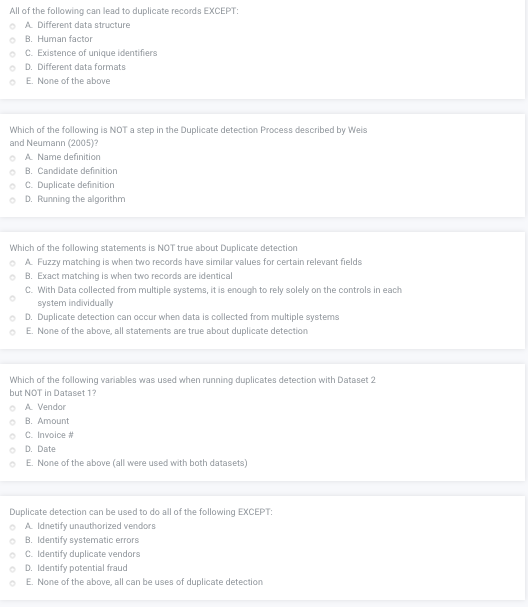 Solved All of the following can lead to duplicate records | Chegg.com