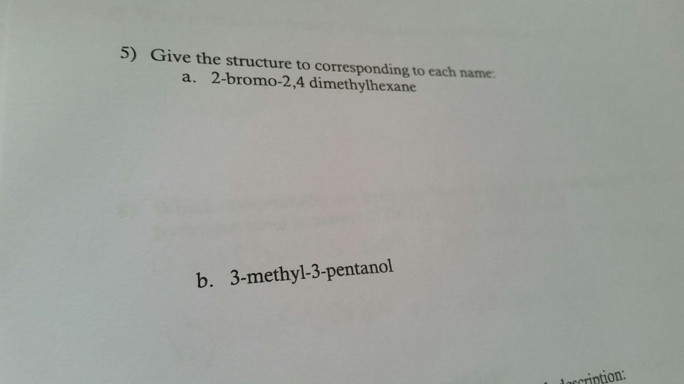 Solved 5) Give the structure to corresponding to each name | Chegg.com