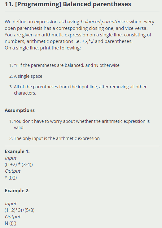 Solved We define an expression as having balanced | Chegg.com