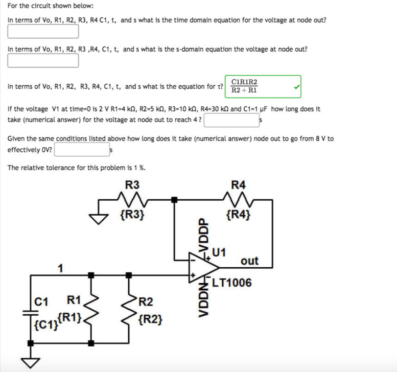 Solved For the circuit shown below: In terms of Vo, R1, R2, | Chegg.com