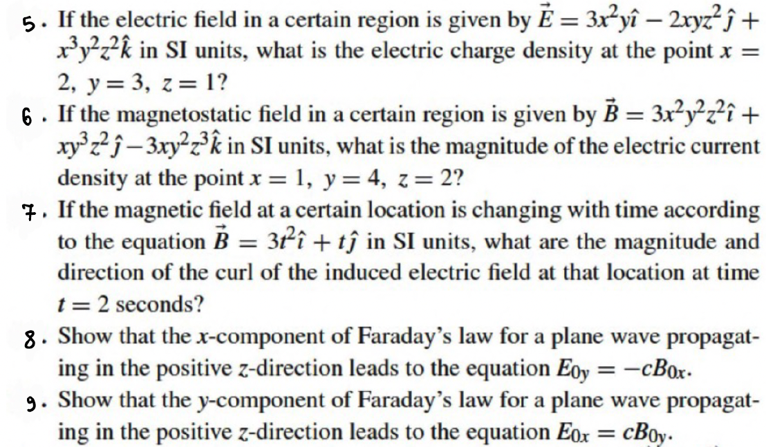 Solved 5. If the electric field in a certain region is given | Chegg.com