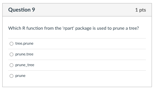 Solved Which R function from the 'rpart' package is used to | Chegg.com