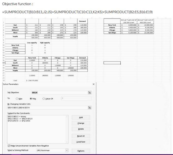 Solved Please use Microsoft Excel's Solver Function to solve | Chegg.com