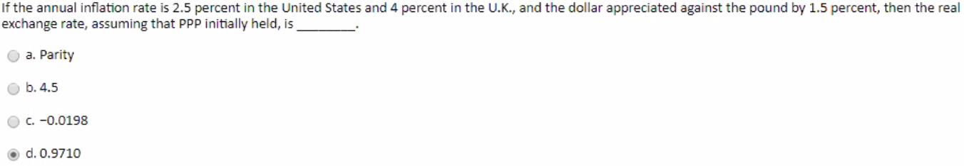 Solved If the annual inflation rate is 2.5 percent in the | Chegg.com