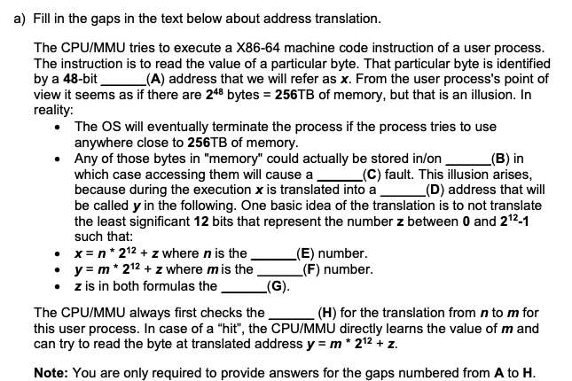 Solved Fill in the gaps in the text below about address | Chegg.com