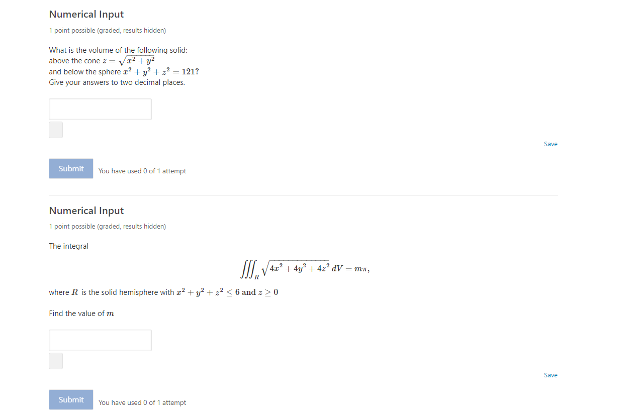 Solved Numerical Input 1 point possible (graded, results | Chegg.com