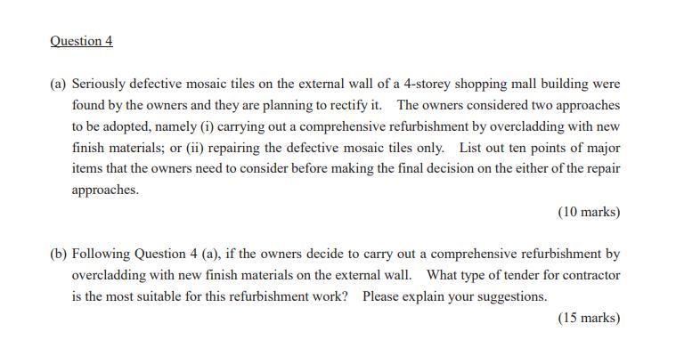 Solved Question 4 (a) Seriously defective mosaic tiles on | Chegg.com