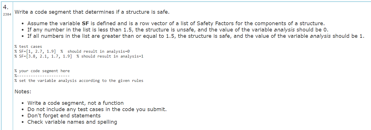 Solved 4 Write A Code Segment That Determines If A