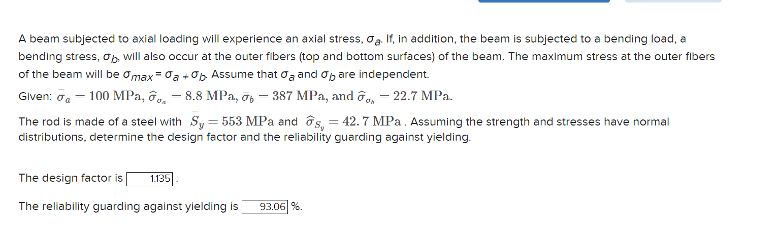 Solved A beam subjected to axial loading will experience an | Chegg.com
