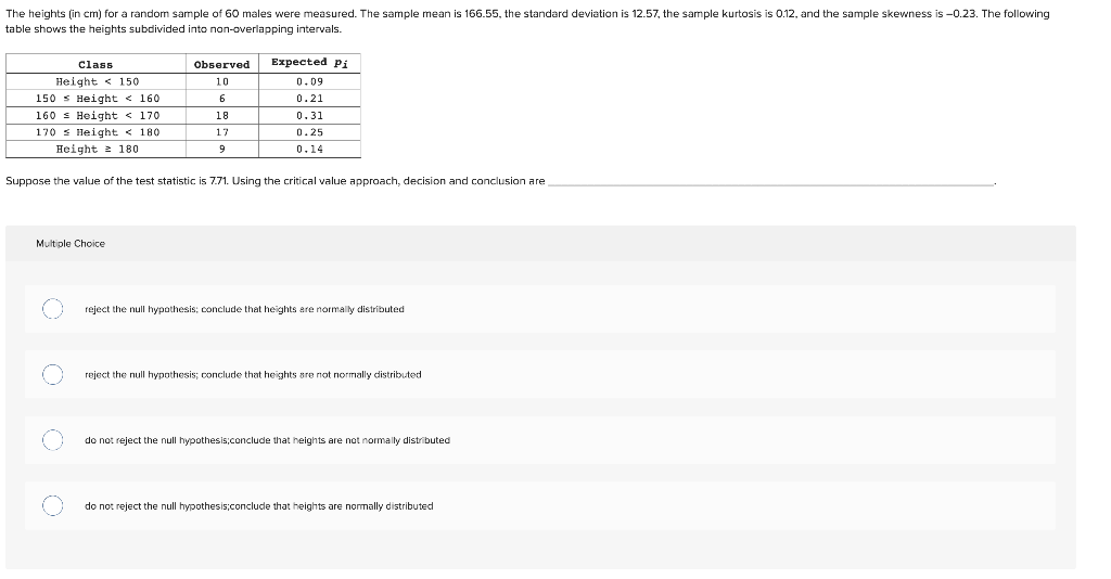 Solved able shows the heights subdivided into | Chegg.com