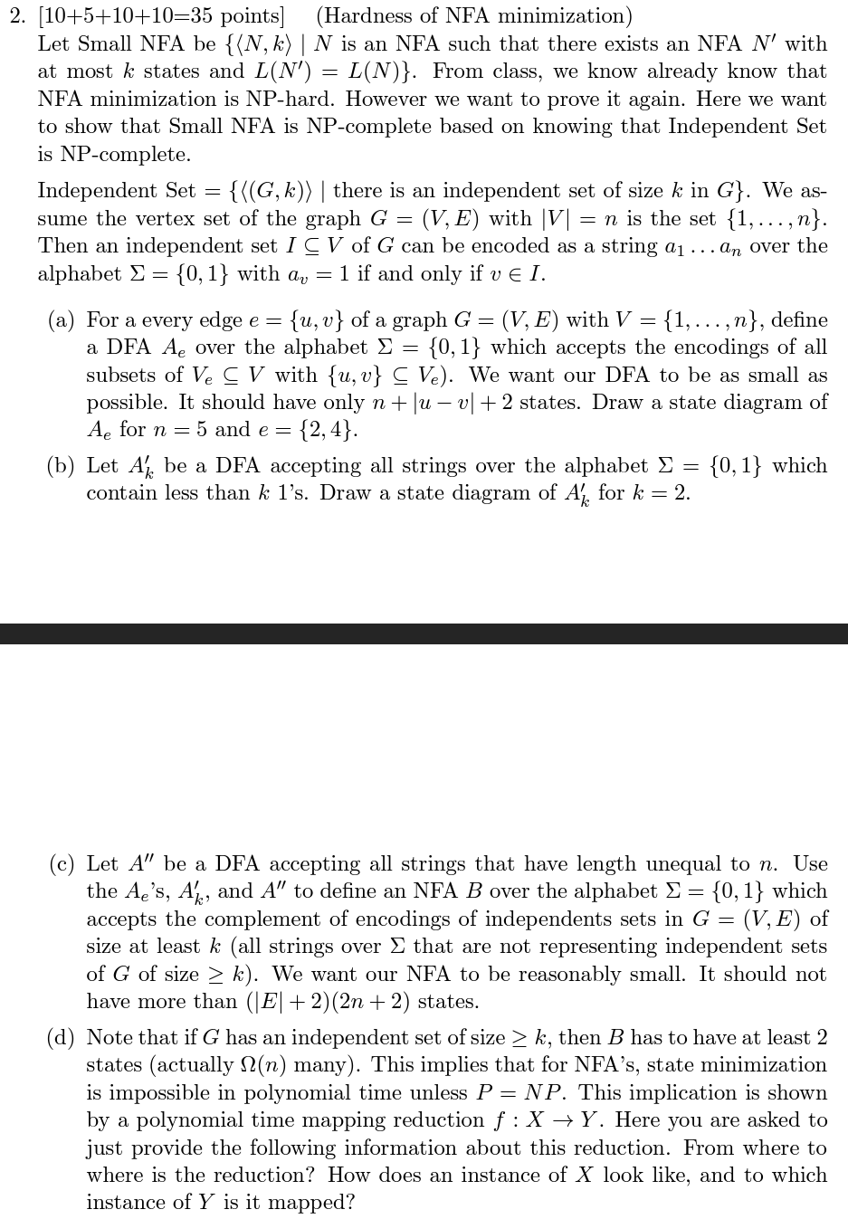 Solved hardness of nfa | Chegg.com