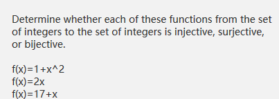 Solved Determine whether each of these functions from the | Chegg.com