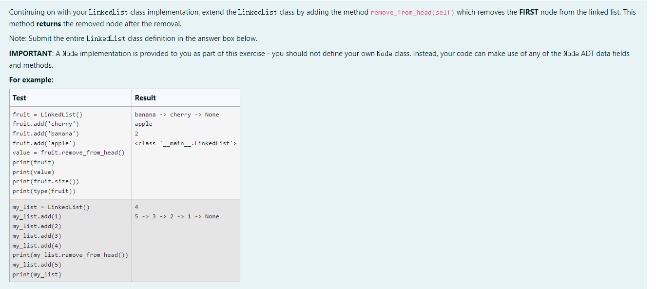 Solved The Node class and LinkedList class are defined as | Chegg.com